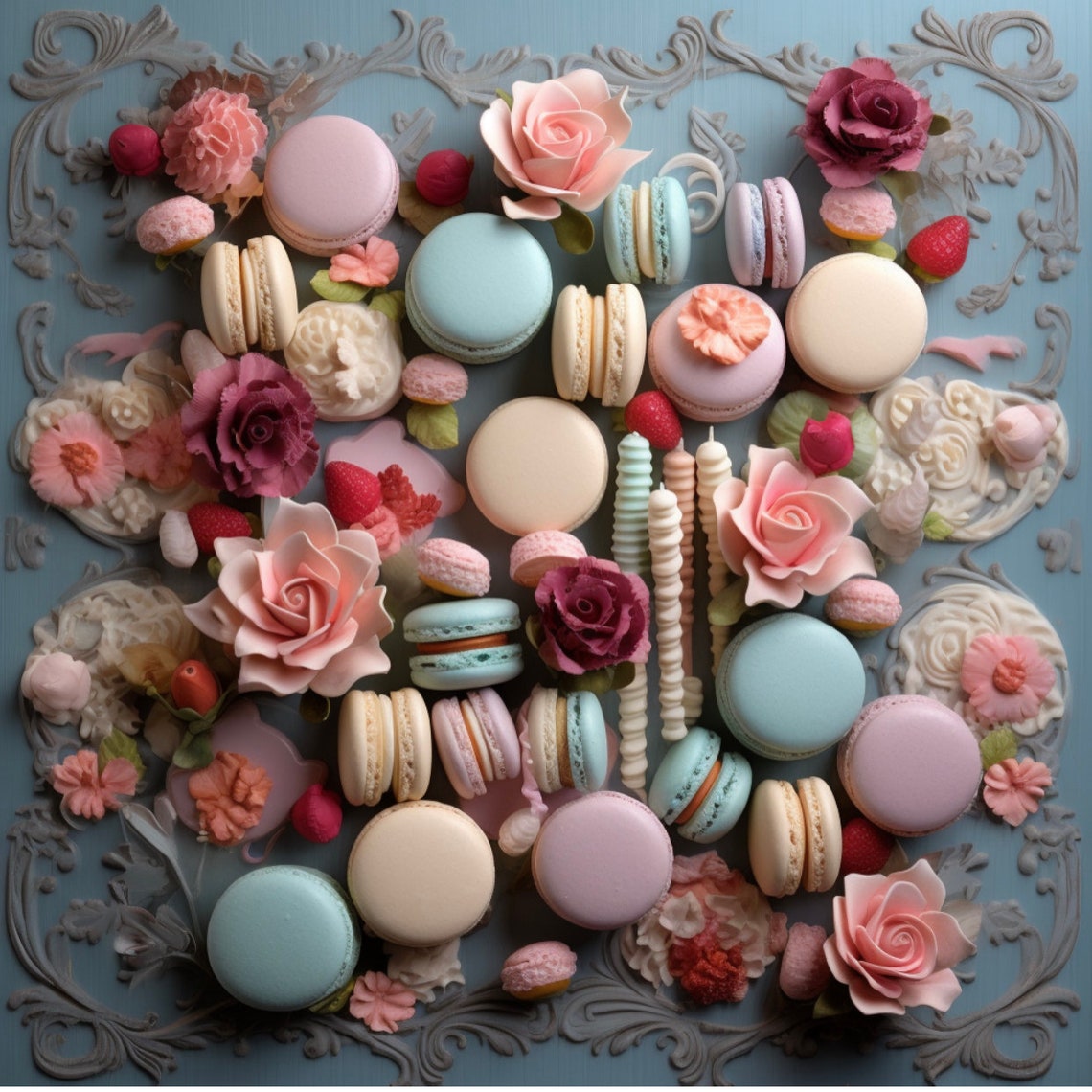 Macaroon Wall Art Printable: Sweet Dessert Decor for Kitchen or Bakery ...