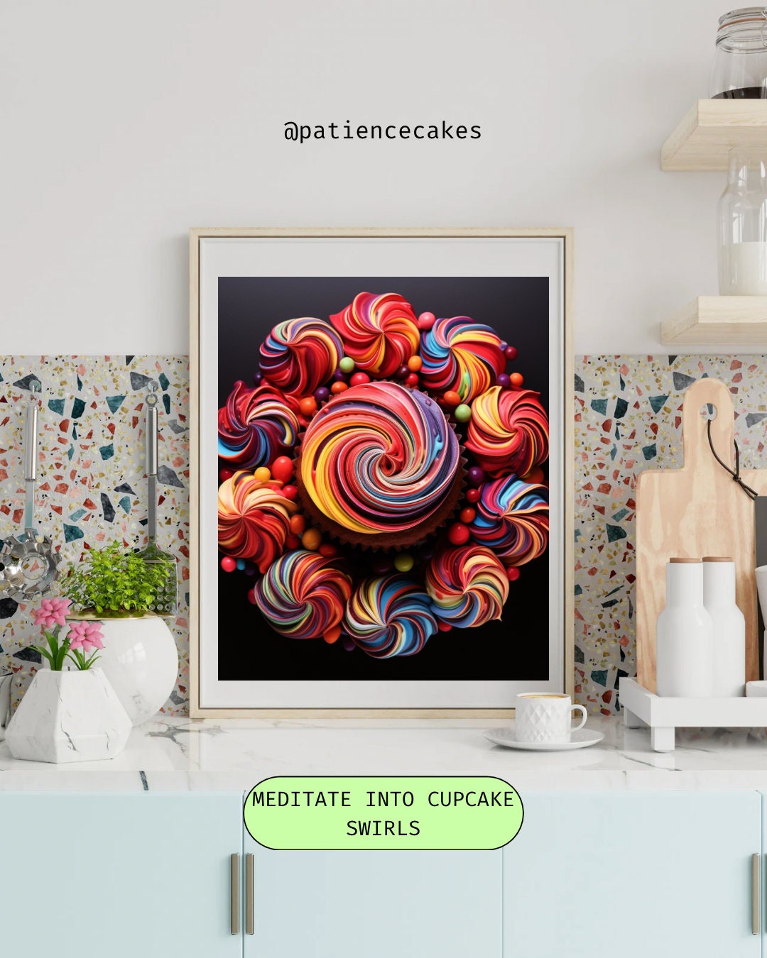 Rainbow Swirl Cupcakes Digital Download Art for T Shirt Design Posters ...