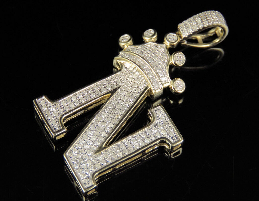 14k gold over Diamond Hip Hop Pendant Diamond Latter Pendant N | Etsy