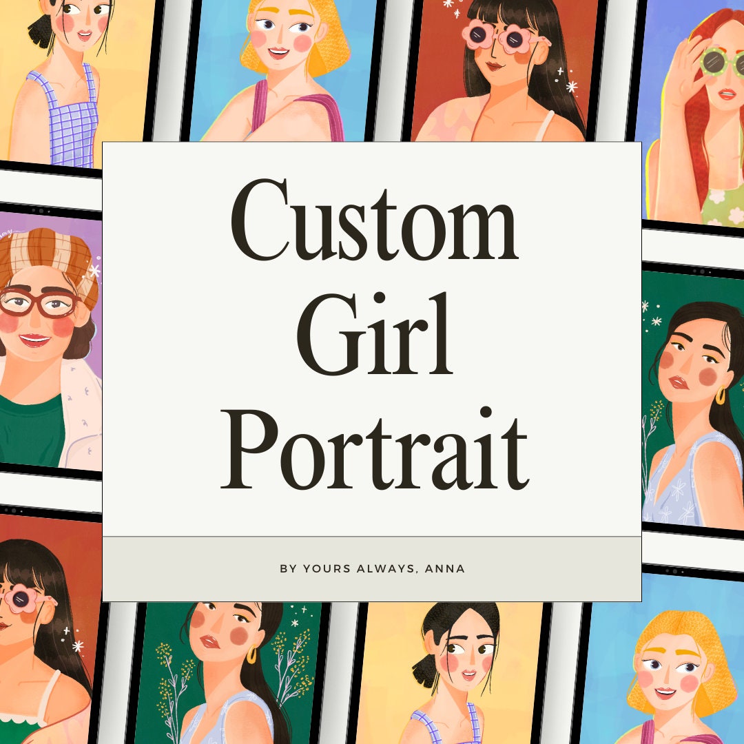 Stylized Custom Girl Self Portrait Social Media Avatar, Custom Portrait ...