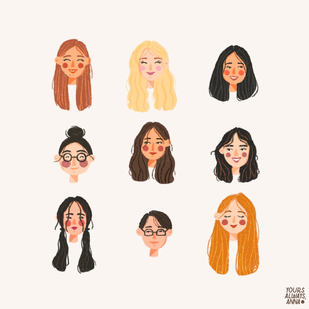 Custom Tiny Face Icon Simple Stylized Social Media Avatar Custom ...