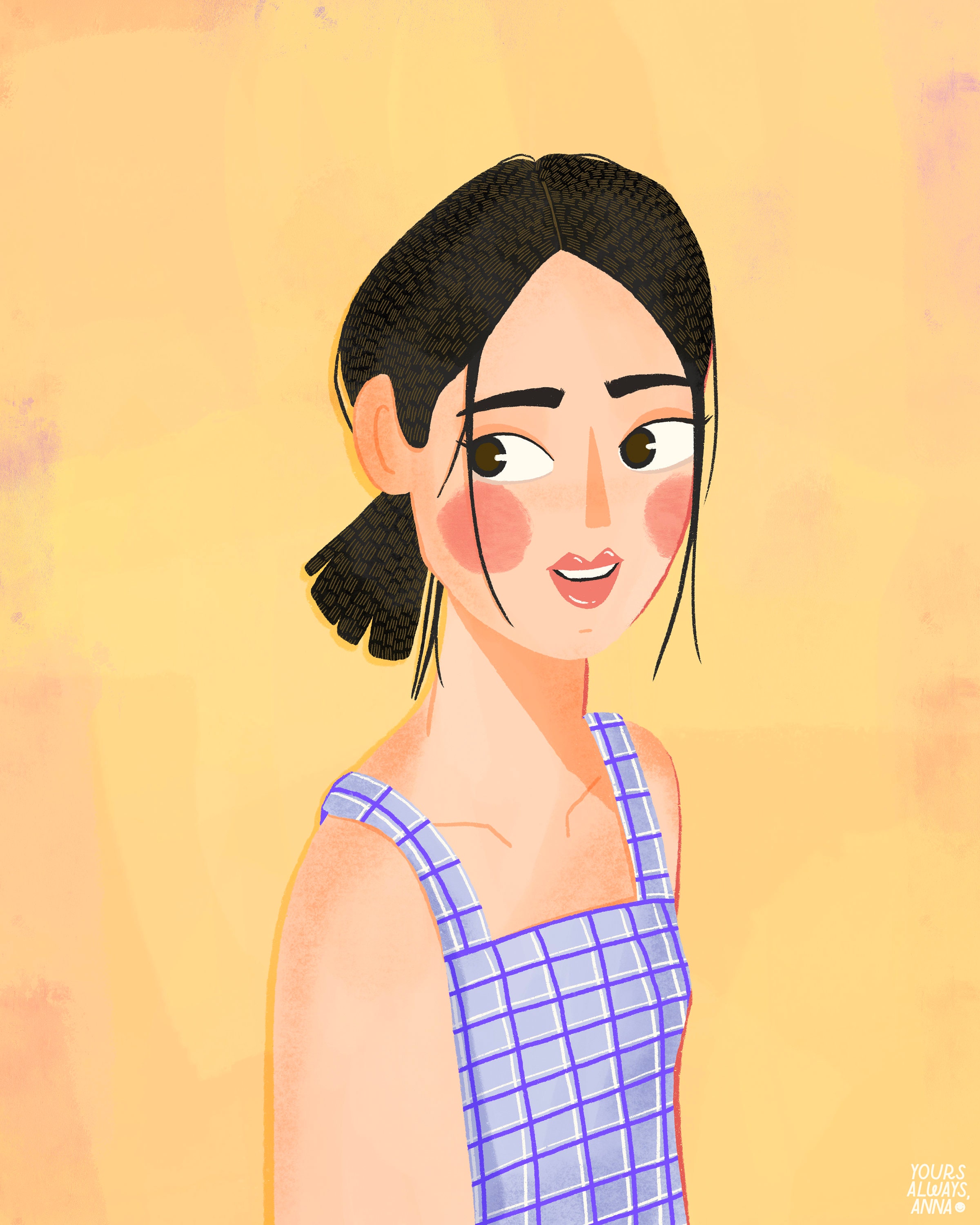 Stylized Custom Girl Self Portrait Social Media Avatar, Custom Portrait ...