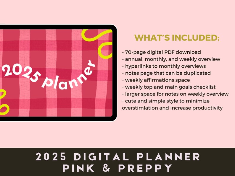 2025 Digital Planner Cute, Fun, Pink, Preppy Goodnotes, Notably ...