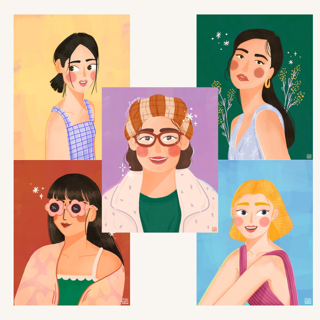 Stylized Custom Girl Self Portrait Social Media Avatar, Custom Portrait ...