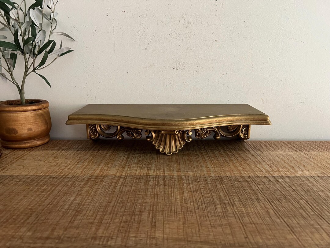 Vintage Gold Ornate Homco Wall Shelf - Etsy