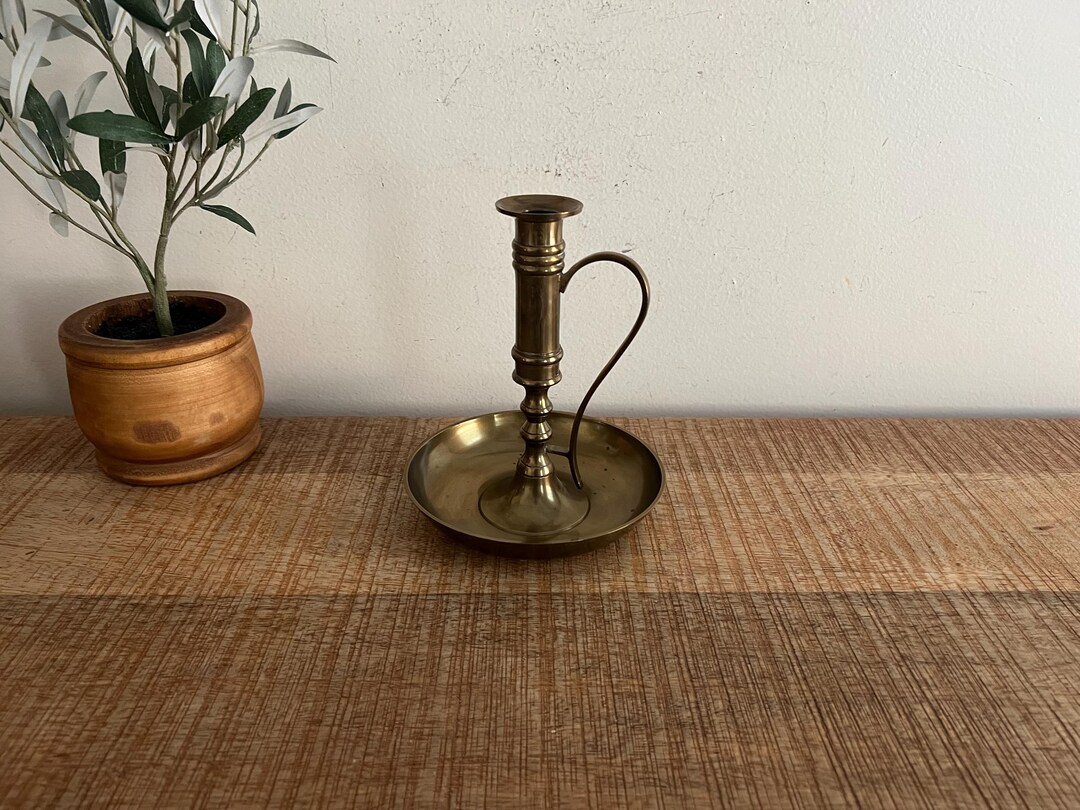 Vintage Brass Candlestick With Handle - Etsy
