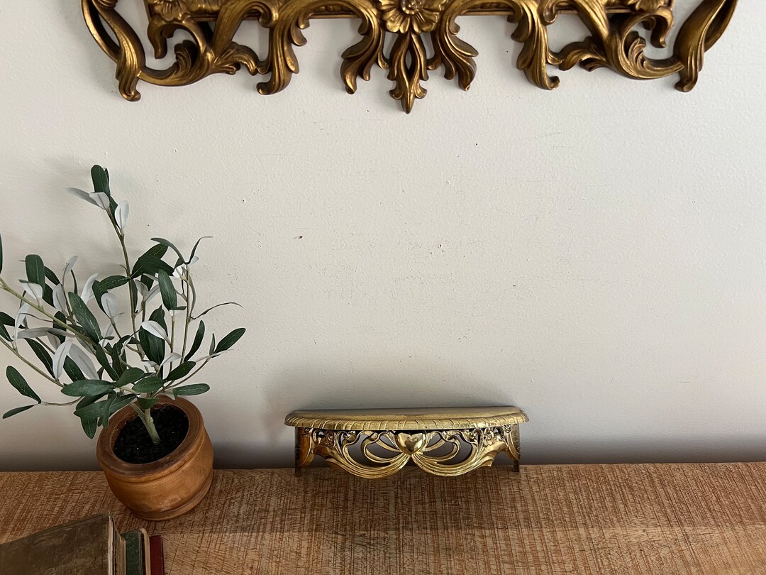 Vintage Gold Ornate Heart Homco Wall Shelf - Etsy