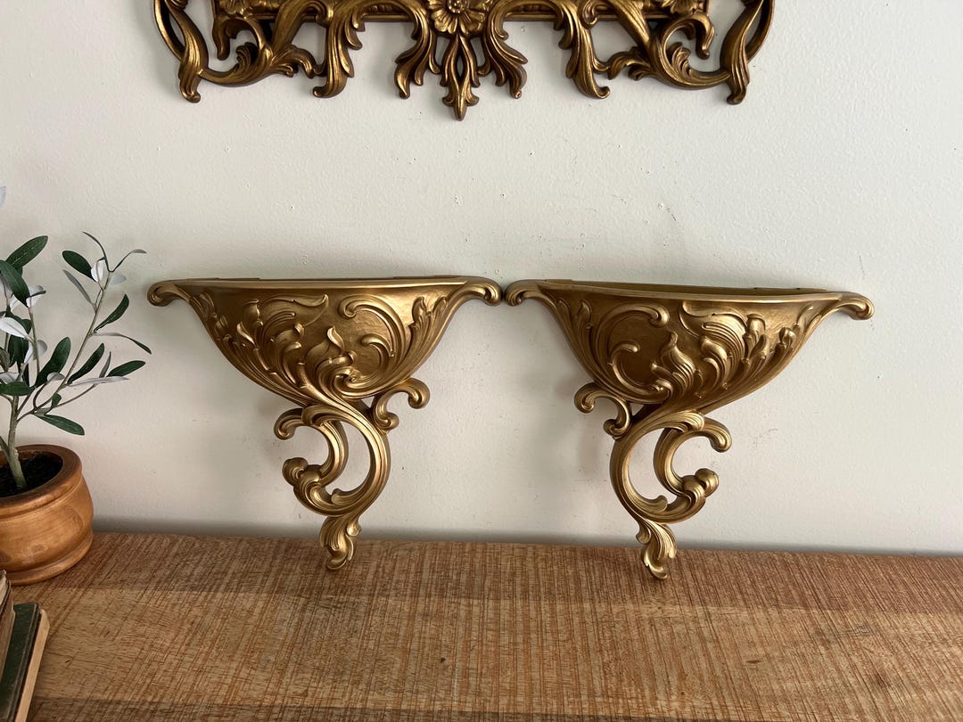Vintage Gold Ornate Syroco Wall Planters Set of 2 - Etsy