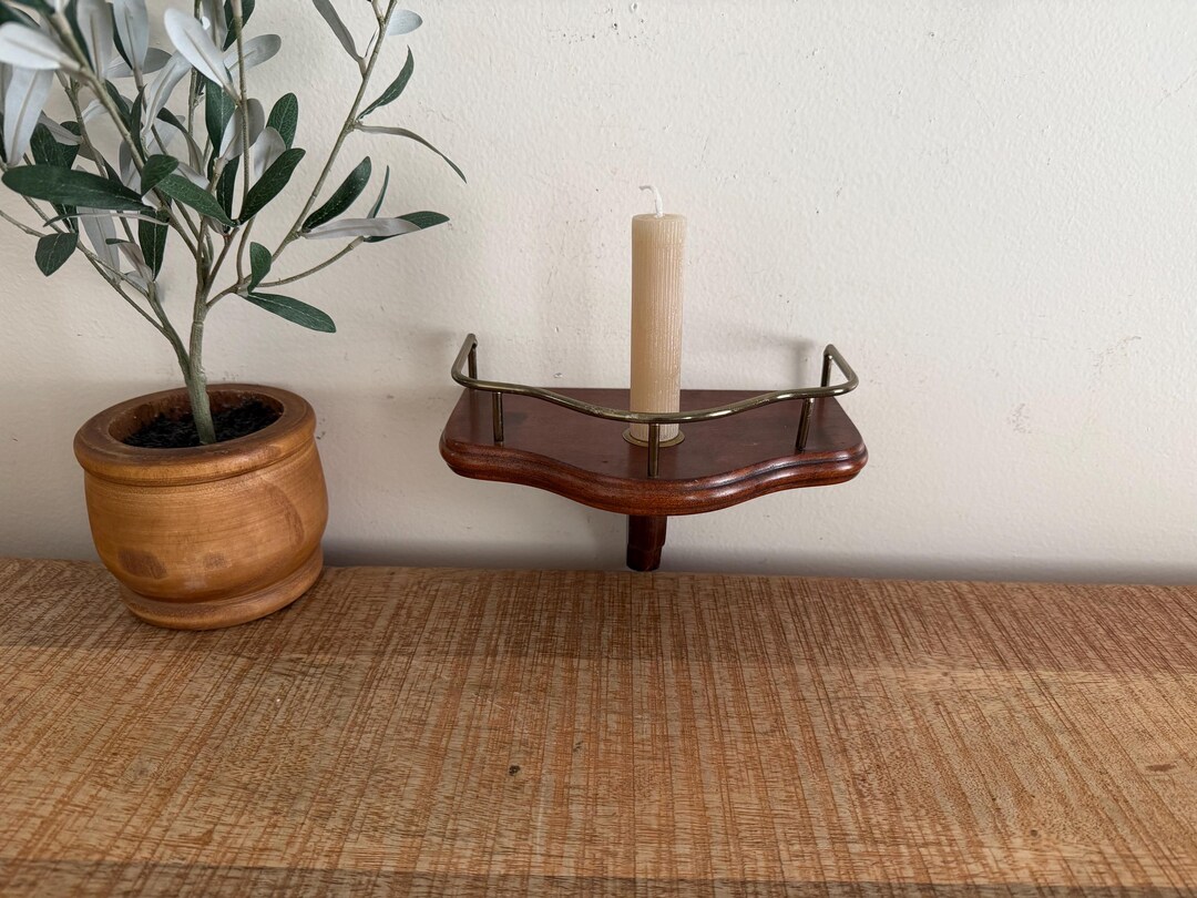 Vintage Wood Scalloped With Gold Rails Wall Shelf/sconce - Etsy