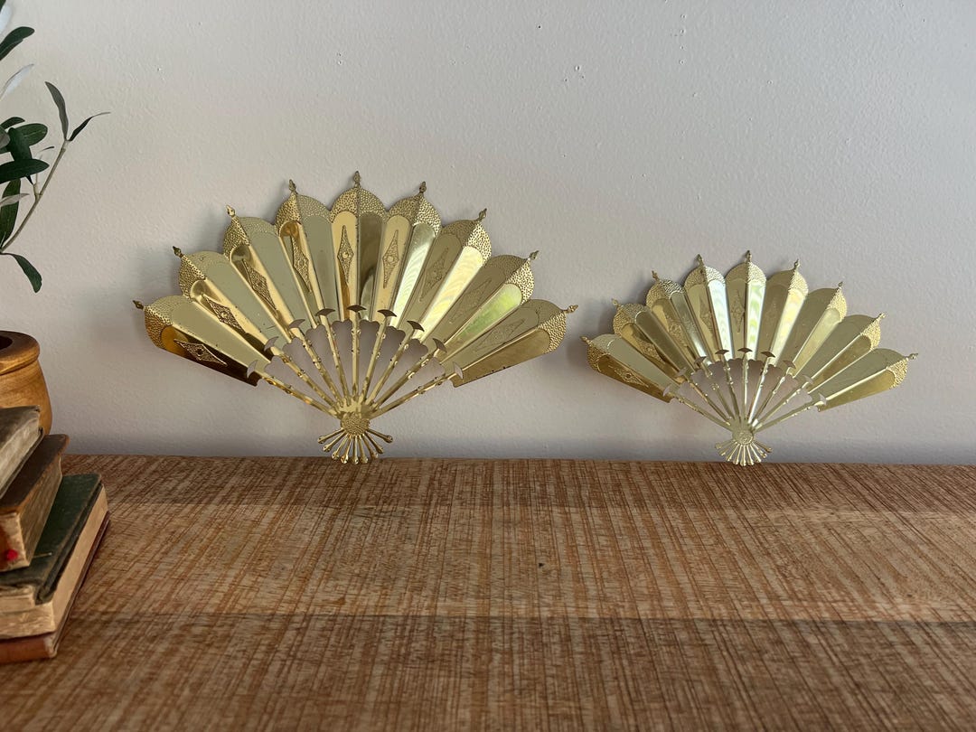 Vintage Gold Fans Wall Decor Set of 2 - Etsy