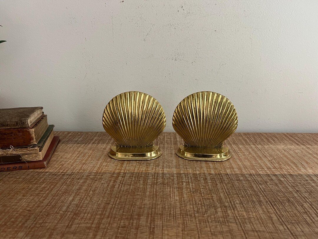 Vintage Solid Brass Shell Bookends Set of 2 - Etsy