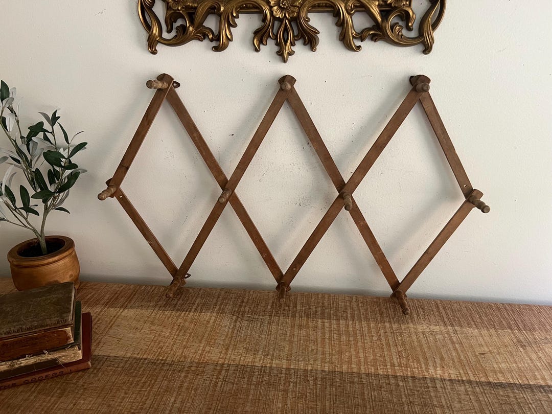 Vintage Wood Accordion Peg Rack - Etsy