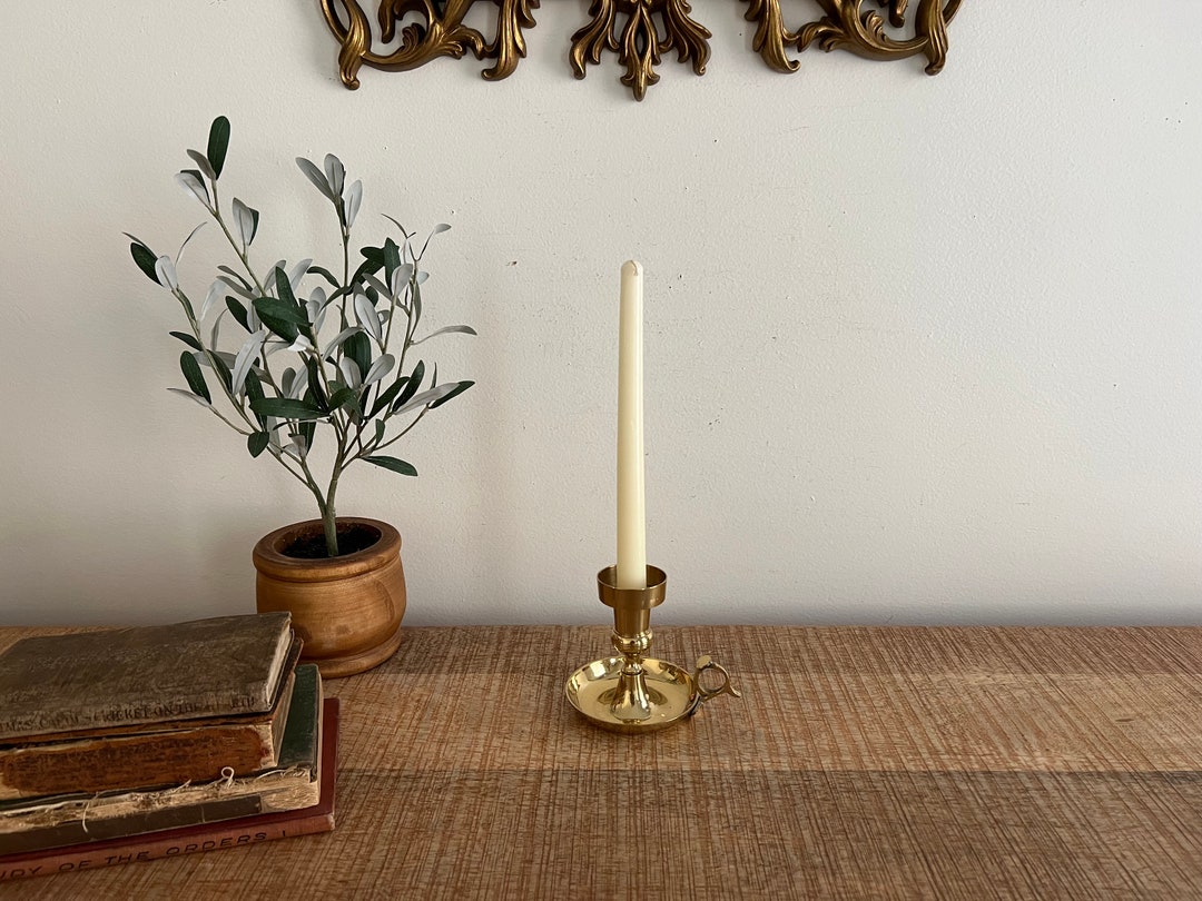 Vintage Brass Candlestick With Handle - Etsy