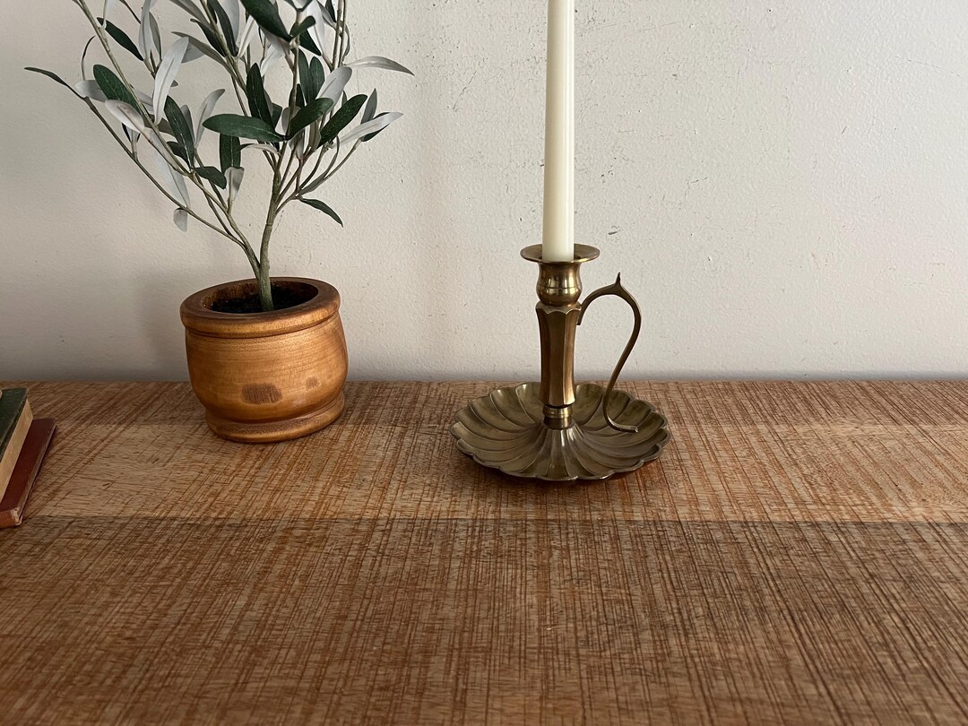 Vintage Brass Candlestick With Handle - Etsy