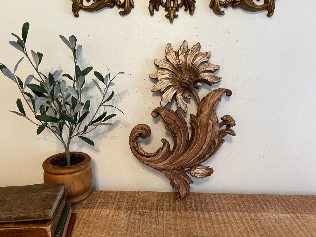 Vintage Flower Syroco Wall Decor - Etsy