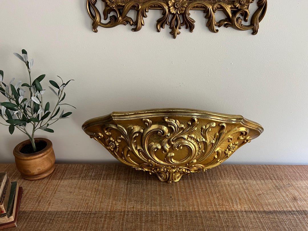 Vintage Gold Ornate Flowers Syroco Wall Planter - Etsy