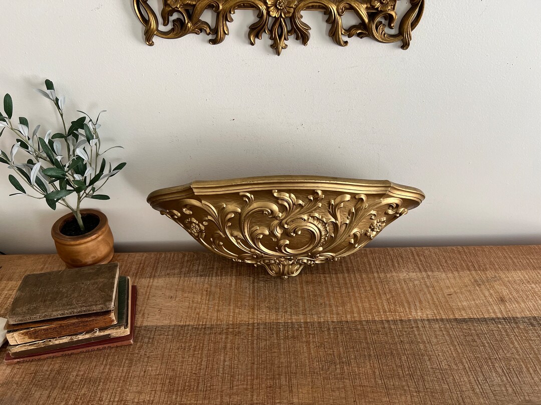 Vintage Gold Ornate Syroco Wall Planter - Etsy