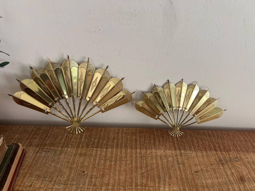 Vintage Gold Fans Wall Decor Set of 2 - Etsy
