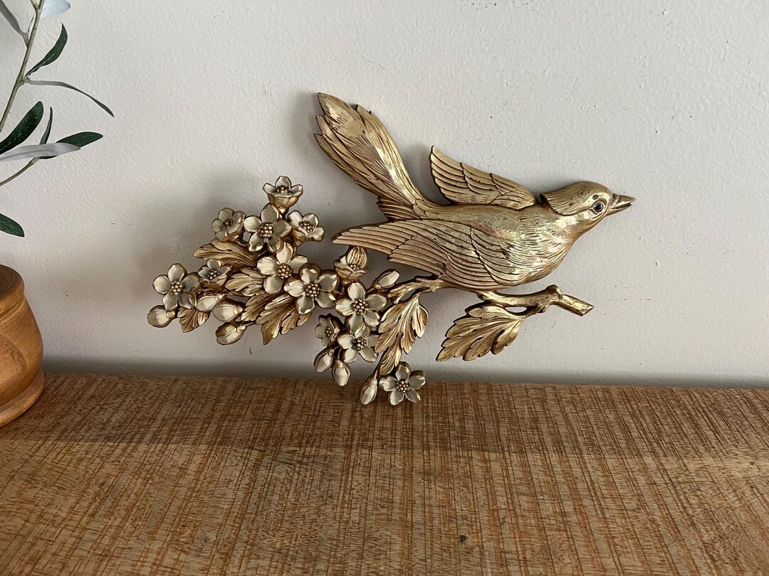 Vintage Gold Bird Blooms Syroco Wall Decor - Etsy