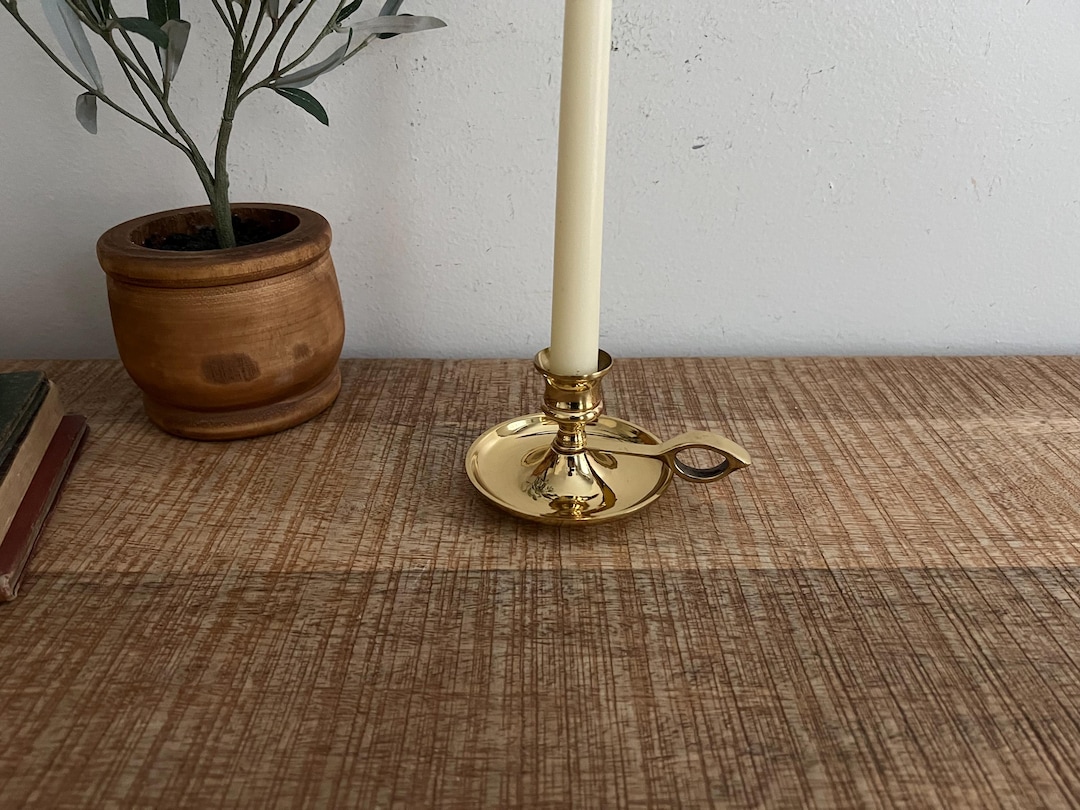 Vintage Brass Candlestick With Handle - Etsy