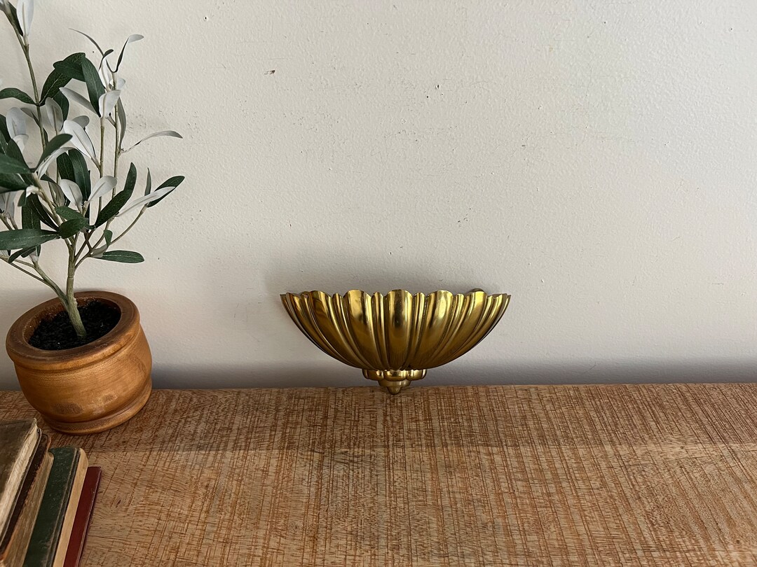 Vintage Gold Ribbed Syroco Wall Planter - Etsy