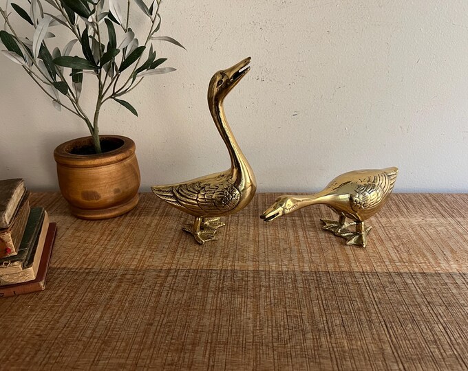 Vintage Brass Geese Set of 2 - Etsy