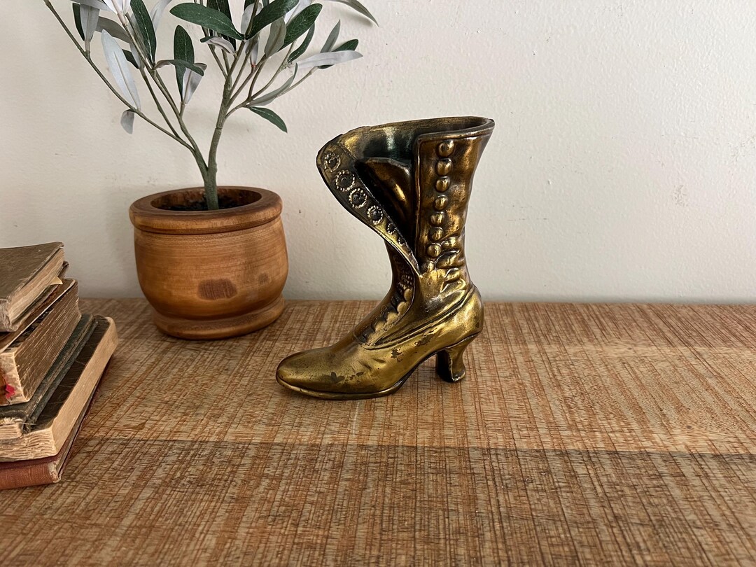 Vintage Brass Victorian Boot Planter - Etsy