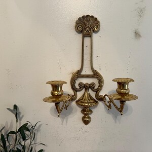 Vintage Ornate Brass Double Arm Wall Sconce - Etsy