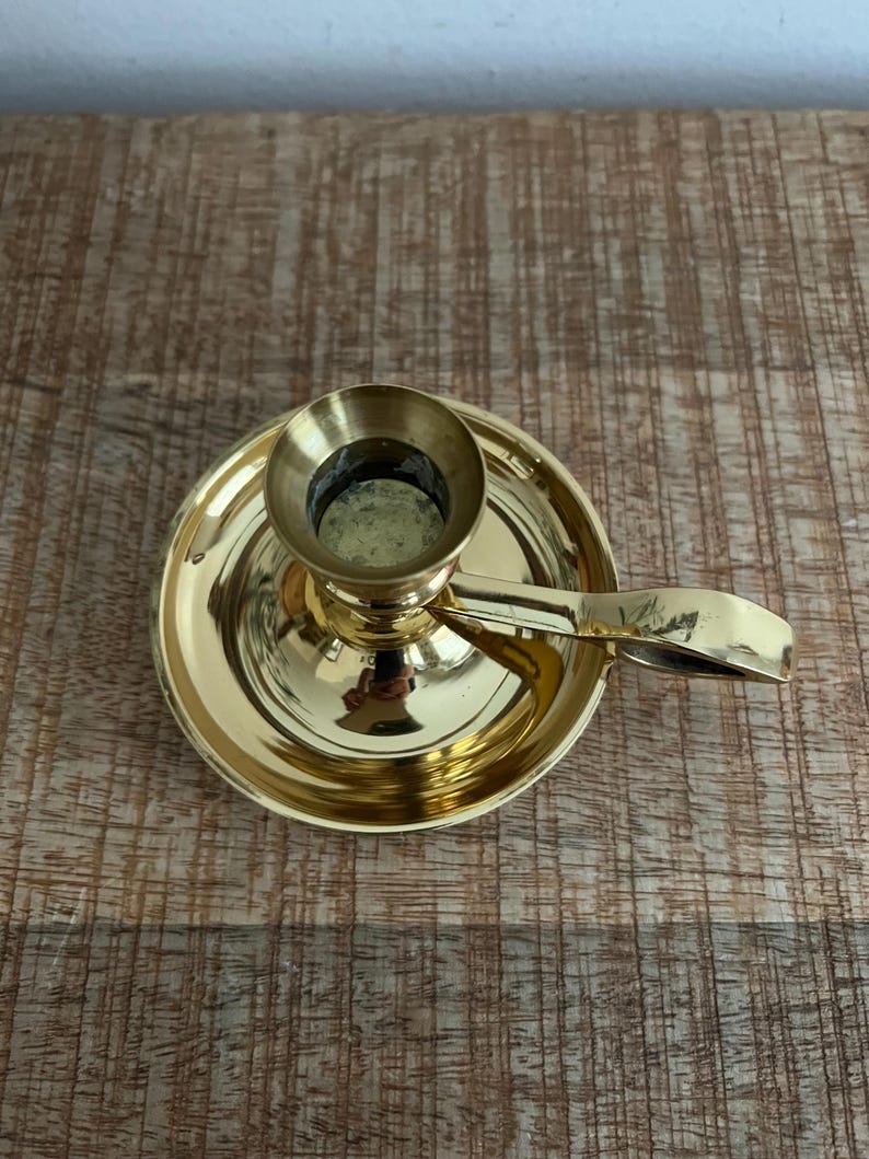 Vintage Brass Candlestick With Handle - Etsy