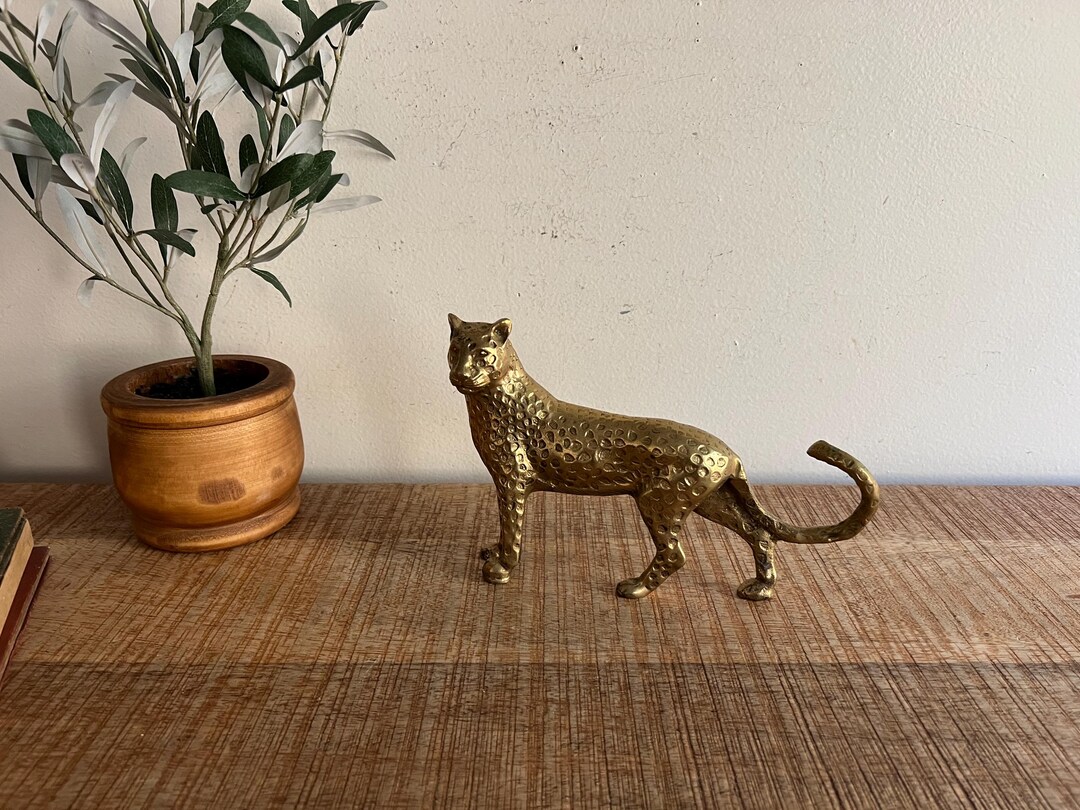 Vintage Solid Brass Leopard - Etsy