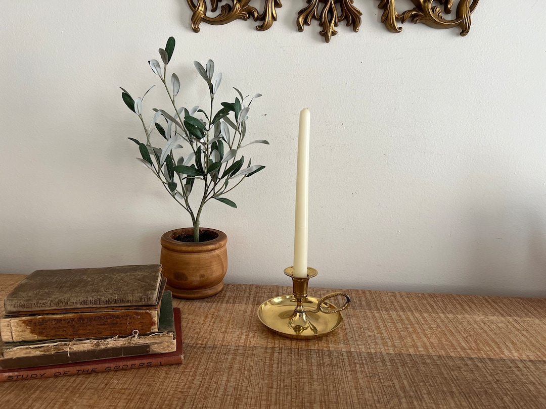 Vintage Brass Candlestick With Handle - Etsy