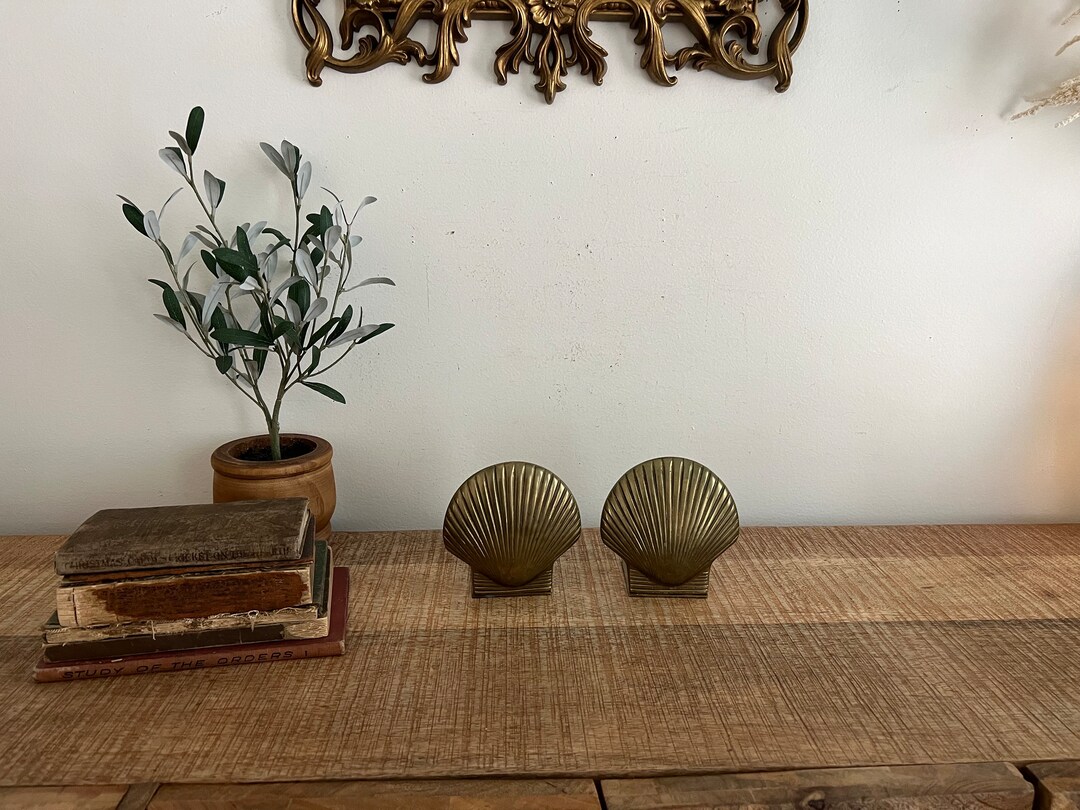 Vintage Brass Shell Bookends Set of 2 - Etsy