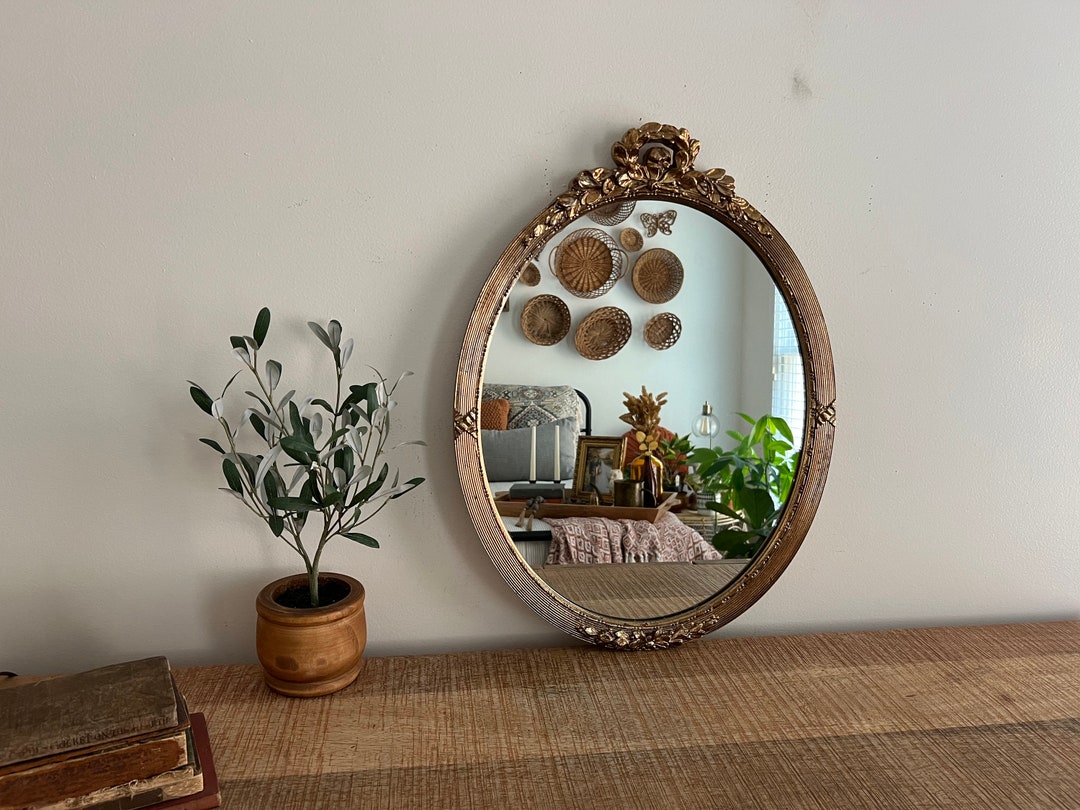 Vintage Gold Ornate Oval Carolina Mirror - Etsy