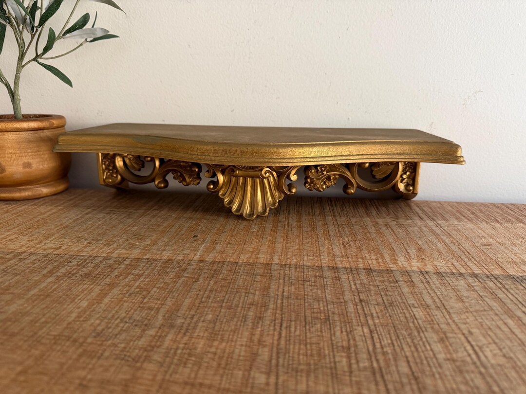 Vintage Gold Ornate Homco Wall Shelf - Etsy