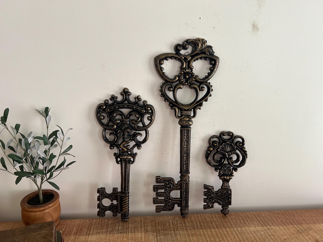 Vintage Gold/black Skeleton Keys Dart Wall Decor Set of 3 - Etsy