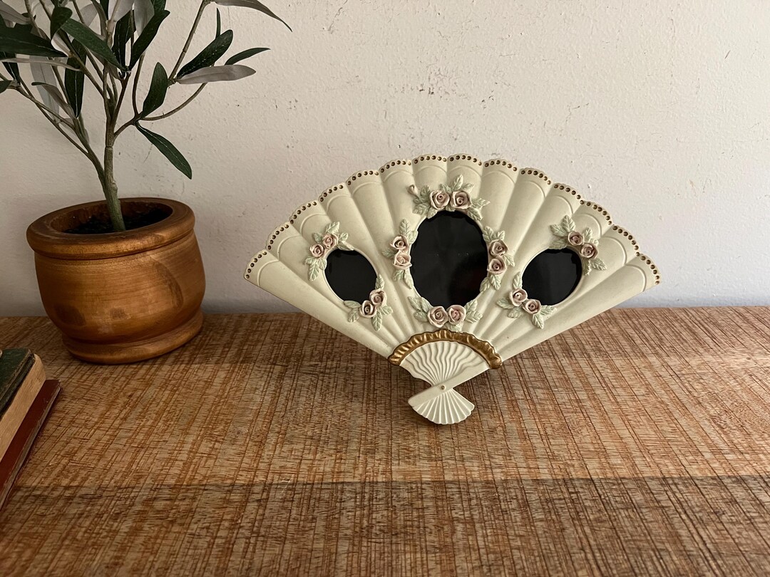 Vintage Fan Shape Roses Picture Frame With Easel Back - Etsy