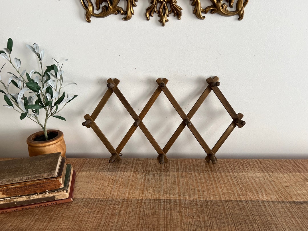 Vintage Wood Accordion Peg Rack - Etsy