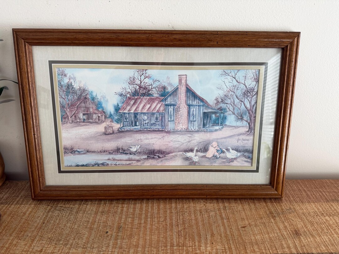 Vintage Wood Geese Feeding Time Ava Freeman Framed Picture - Etsy
