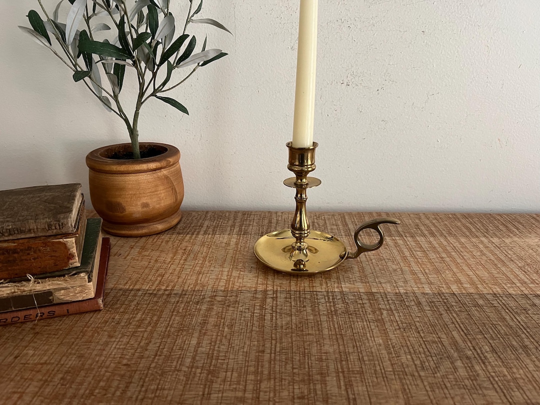 Vintage Brass Candlestick With Handle - Etsy