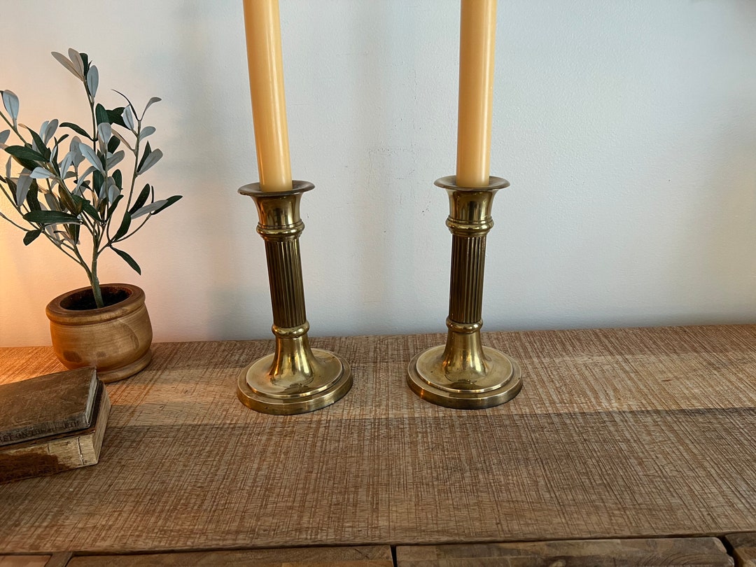 Vintage Brass Candlesticks Set of 2 - Etsy