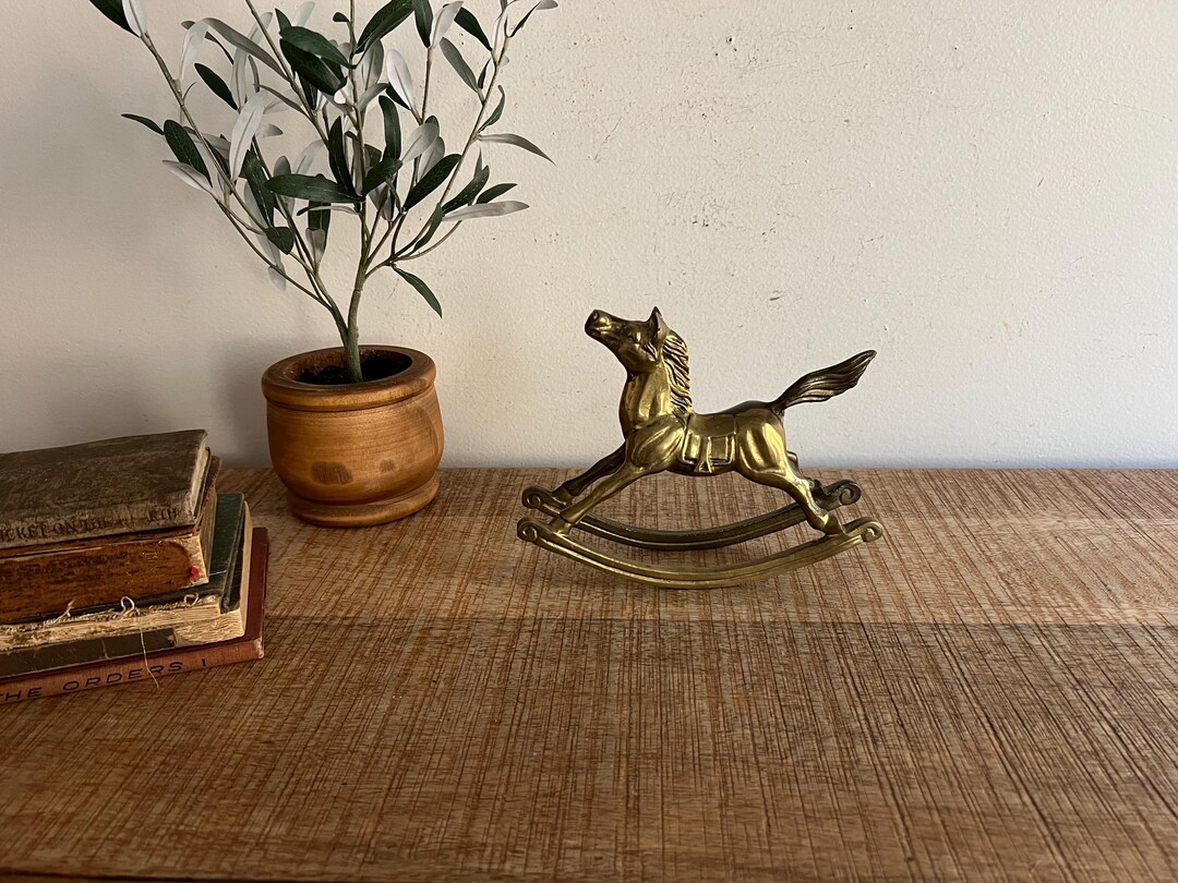 Vintage Solid Brass Rocking Horse - Etsy