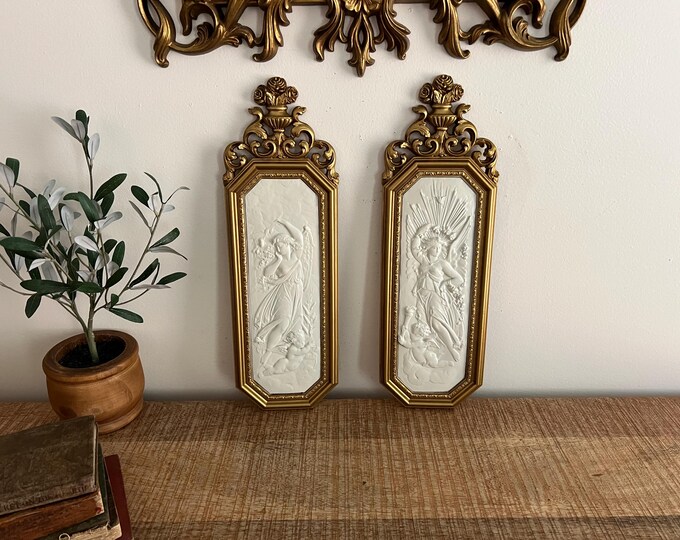 Vintage Gold Ornate Goddess Roses Dart Wall Decor Set of 2 - Etsy