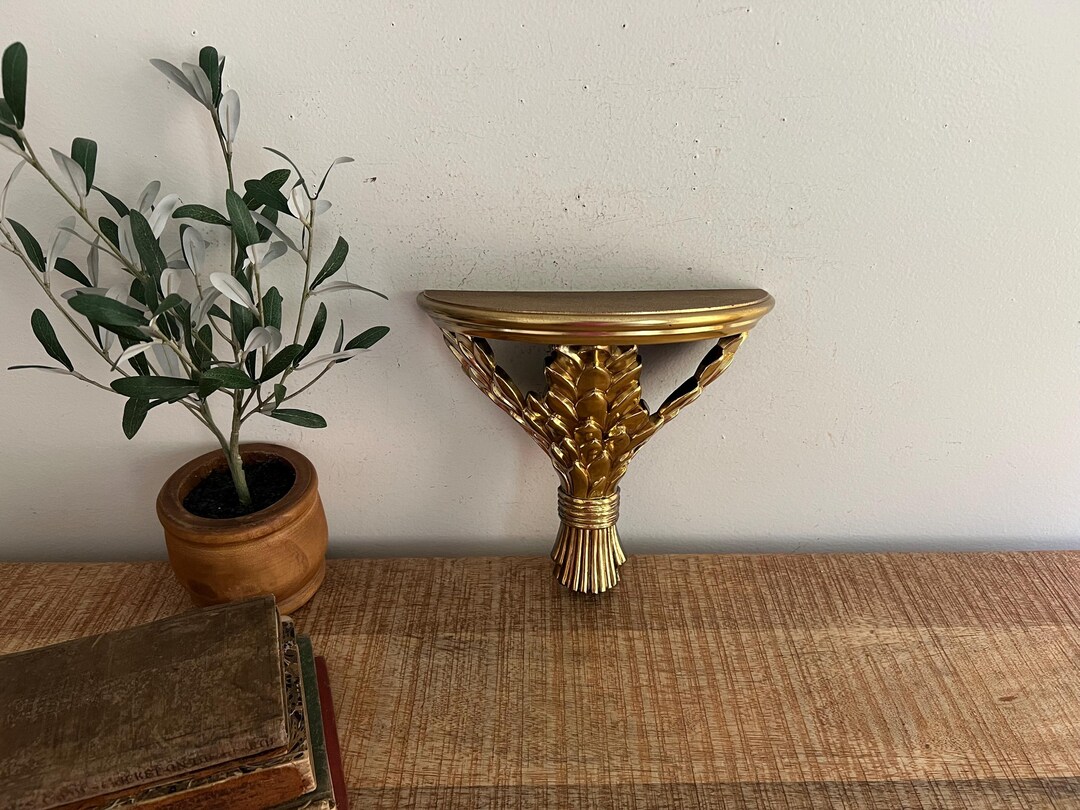 Vintage Gold Wheat Homco Wall Shelf - Etsy