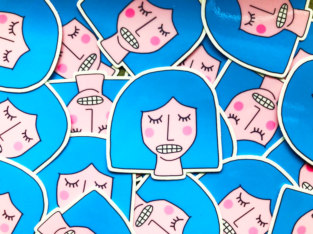 Angry Girl Transparent Vinyl Sticker Annoyed Face Emoji Waterproof & UV ...