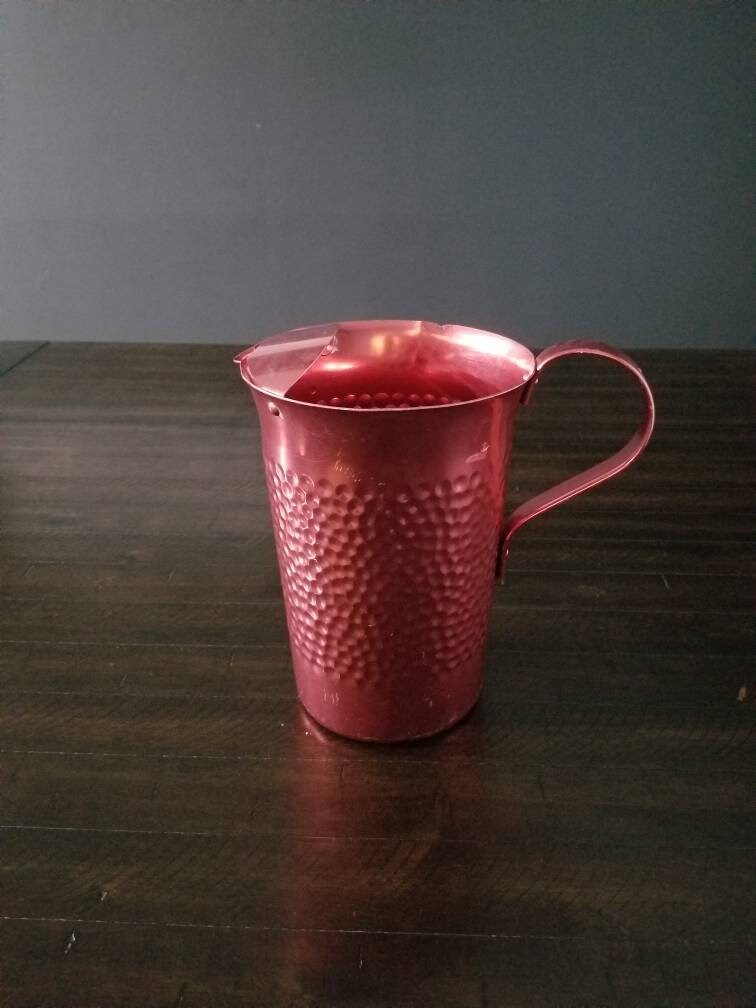 Mid Century Italian Made Pitcher-raspberry Colored-hammered - Etsy