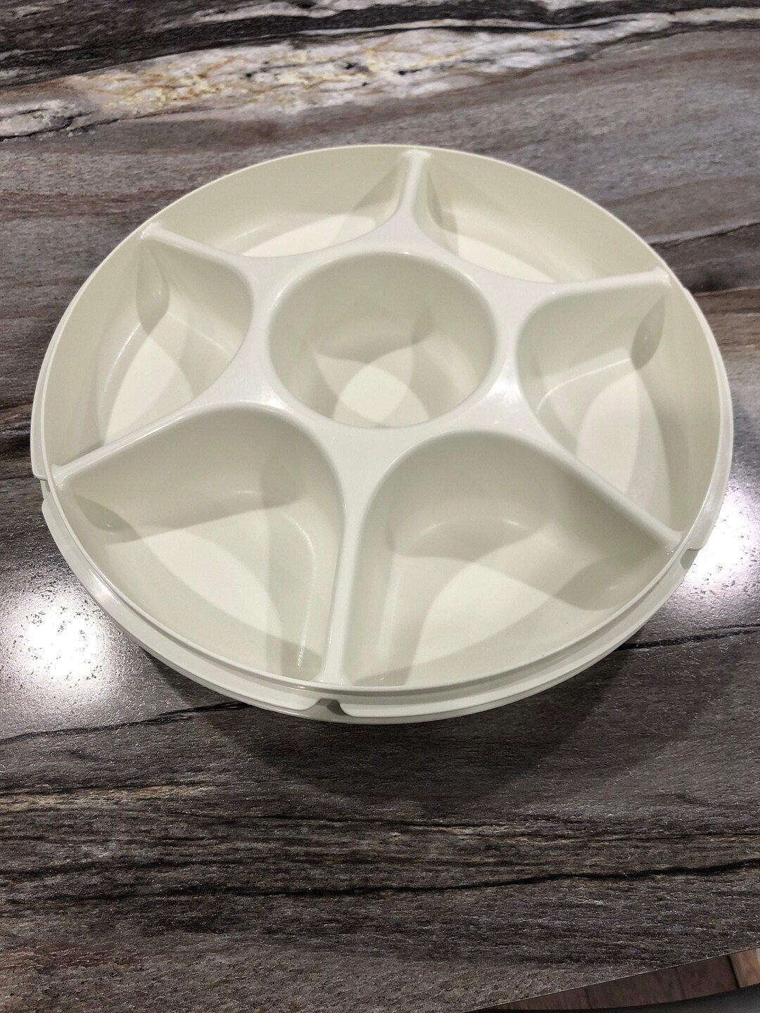 Vintage Tupperware Serving Center Party Tray Veggie & Dip Server With ...