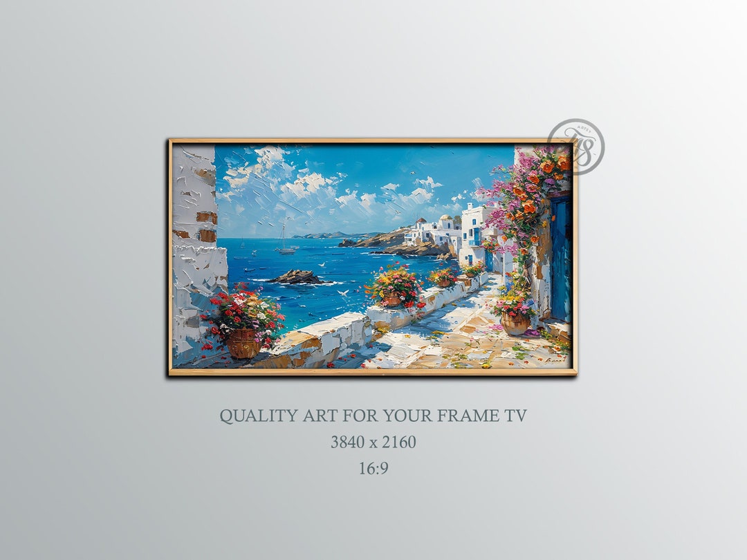 Mediterranean Bliss | Seaside Village Scenery | Samsung Frame TV Art ...