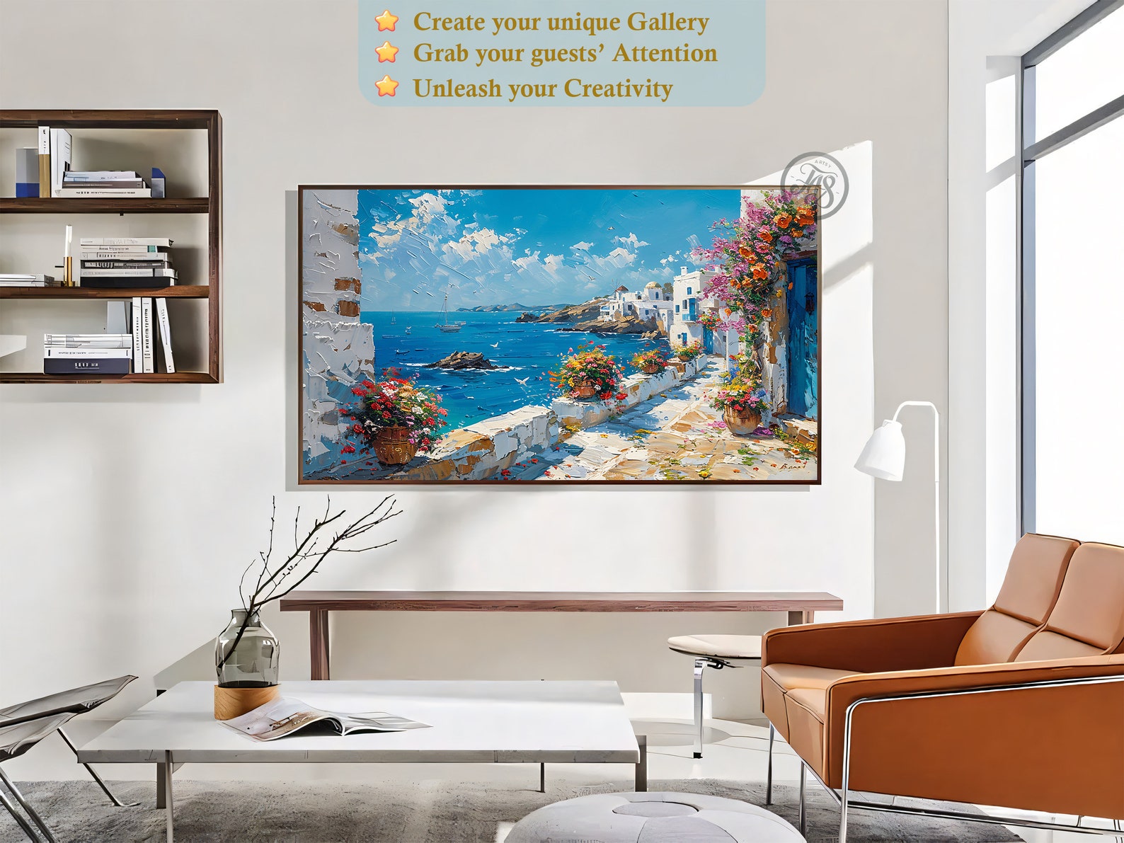 Mediterranean Bliss | Seaside Village Scenery | Samsung Frame TV Art ...