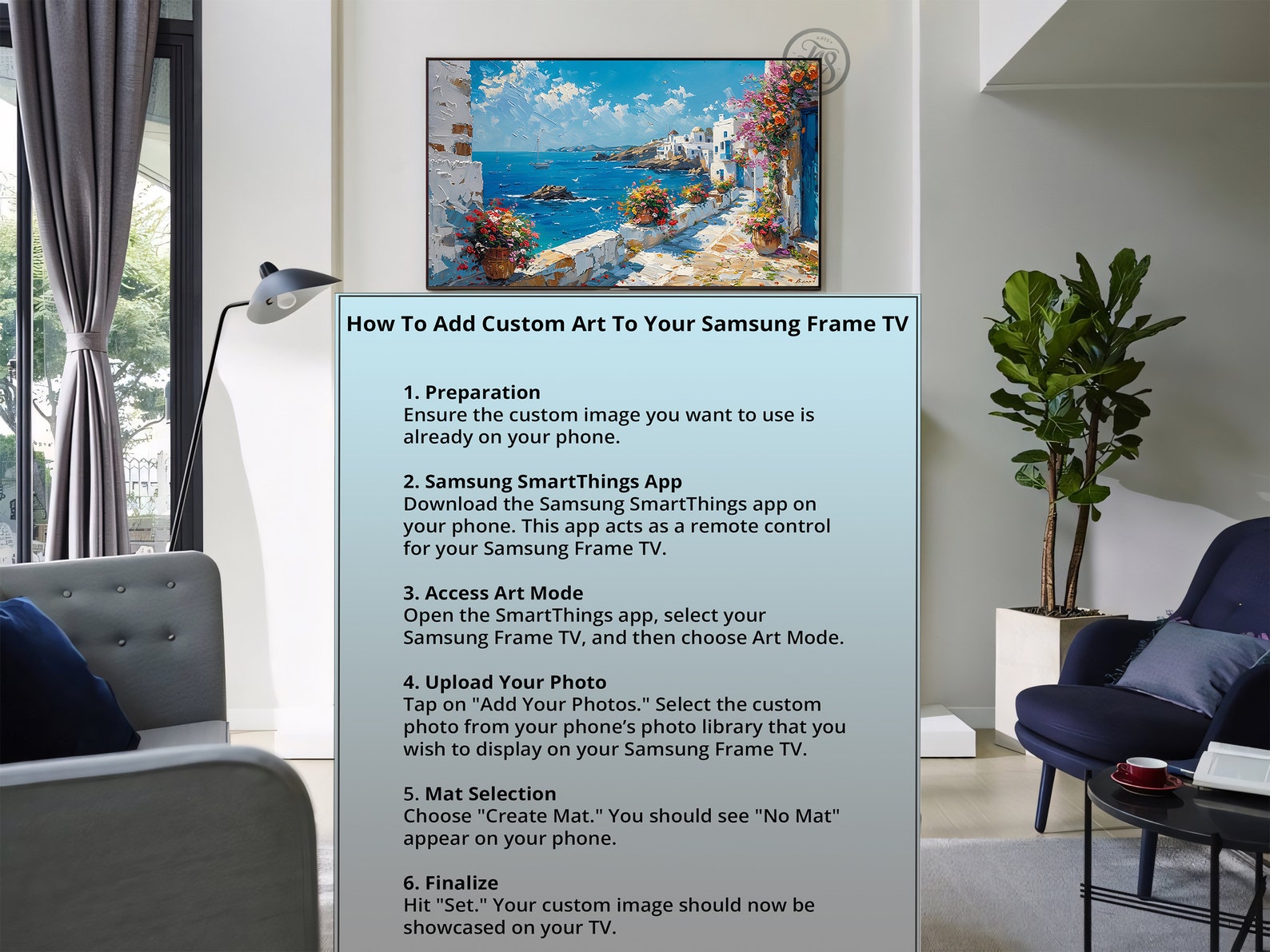 Mediterranean Bliss | Seaside Village Scenery | Samsung Frame TV Art ...