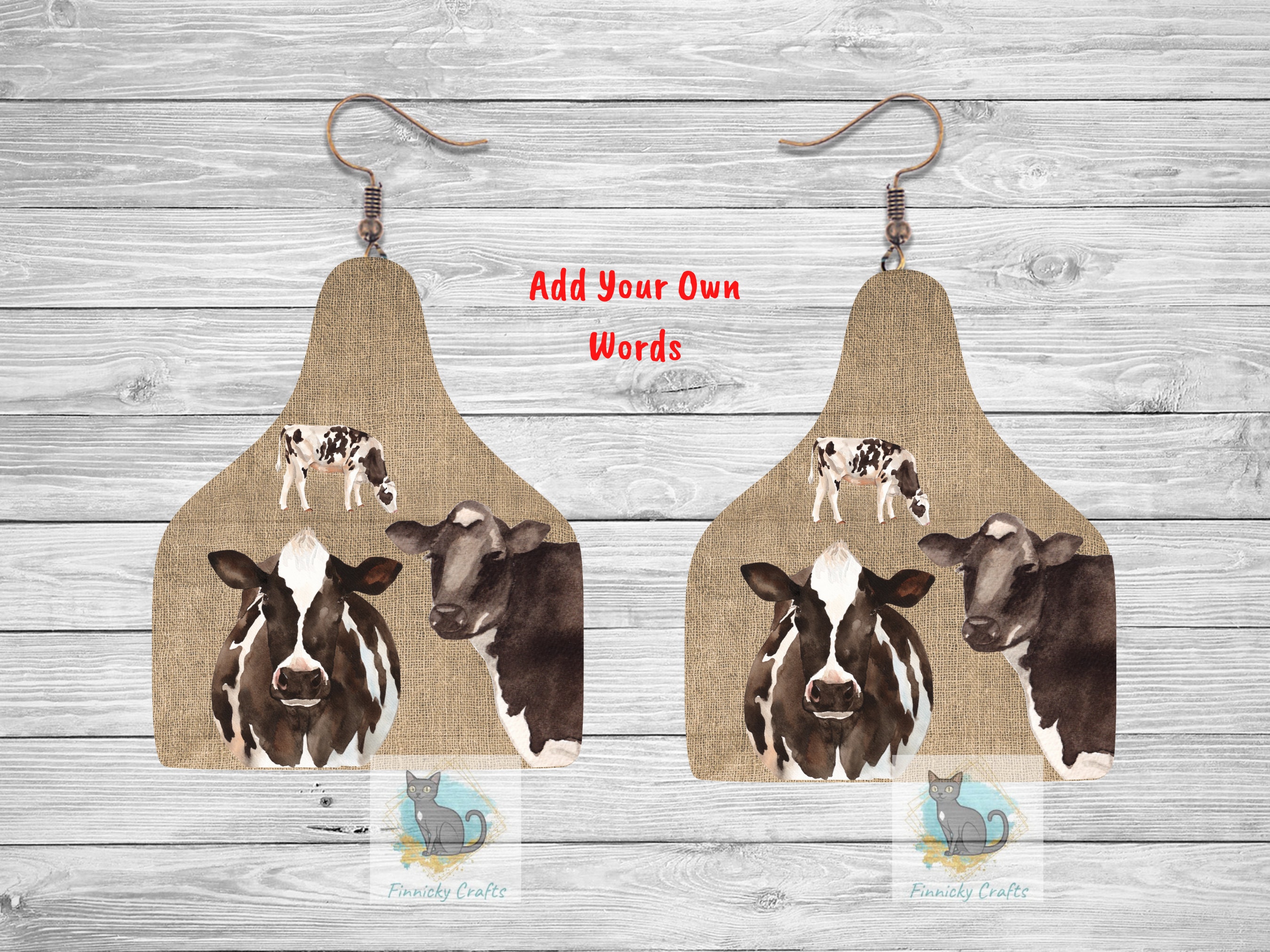 Black and White Cow Tag Shape Png - Sublimation Designs Wall Hanger ...